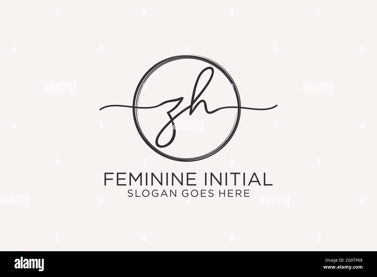 ZH handwriting logo with circle template vector logo of initial ...