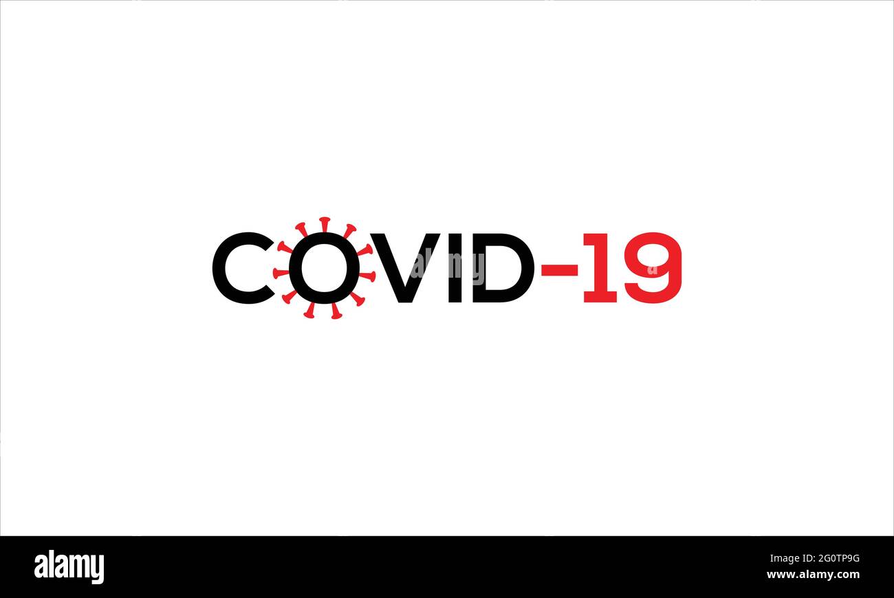 Vector illustration of coronavirus COVID-19 typographic icon logo ...
