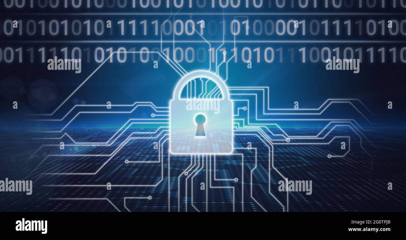 Composition Of Online Security Padlock With Binary Coding And Computer 8280