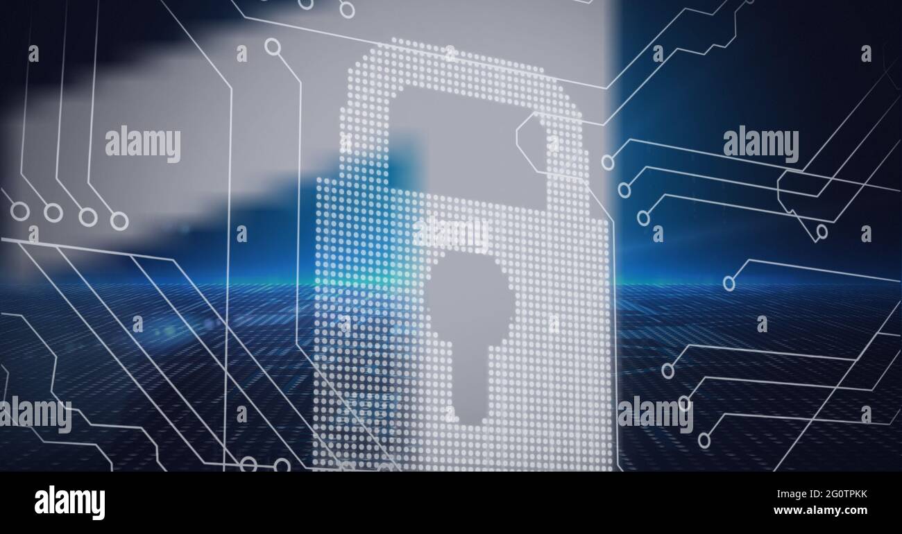 Composition Of Online Security Padlock Over Computer Processor Circuit