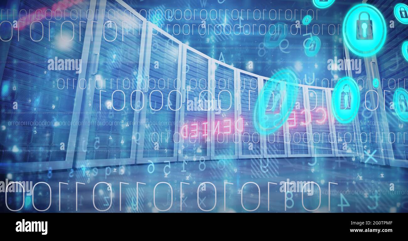Animation digital icons over binary hi-res stock photography and images - Alamy