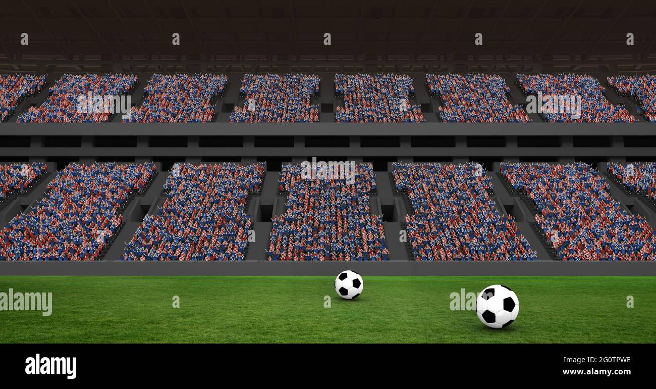 Composition of two footballs on football pitch in sports stadium Stock ...