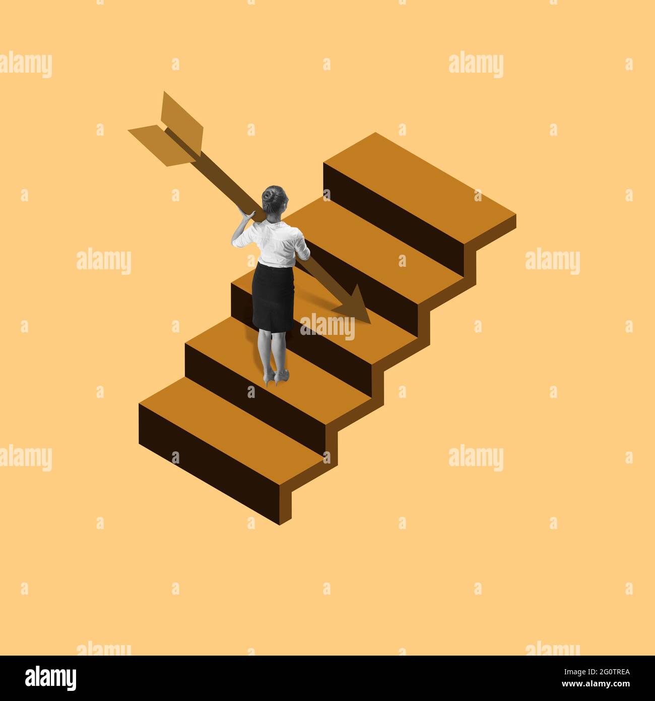 Career ladder. Young woman, secretary or finance analyst in office suit ...