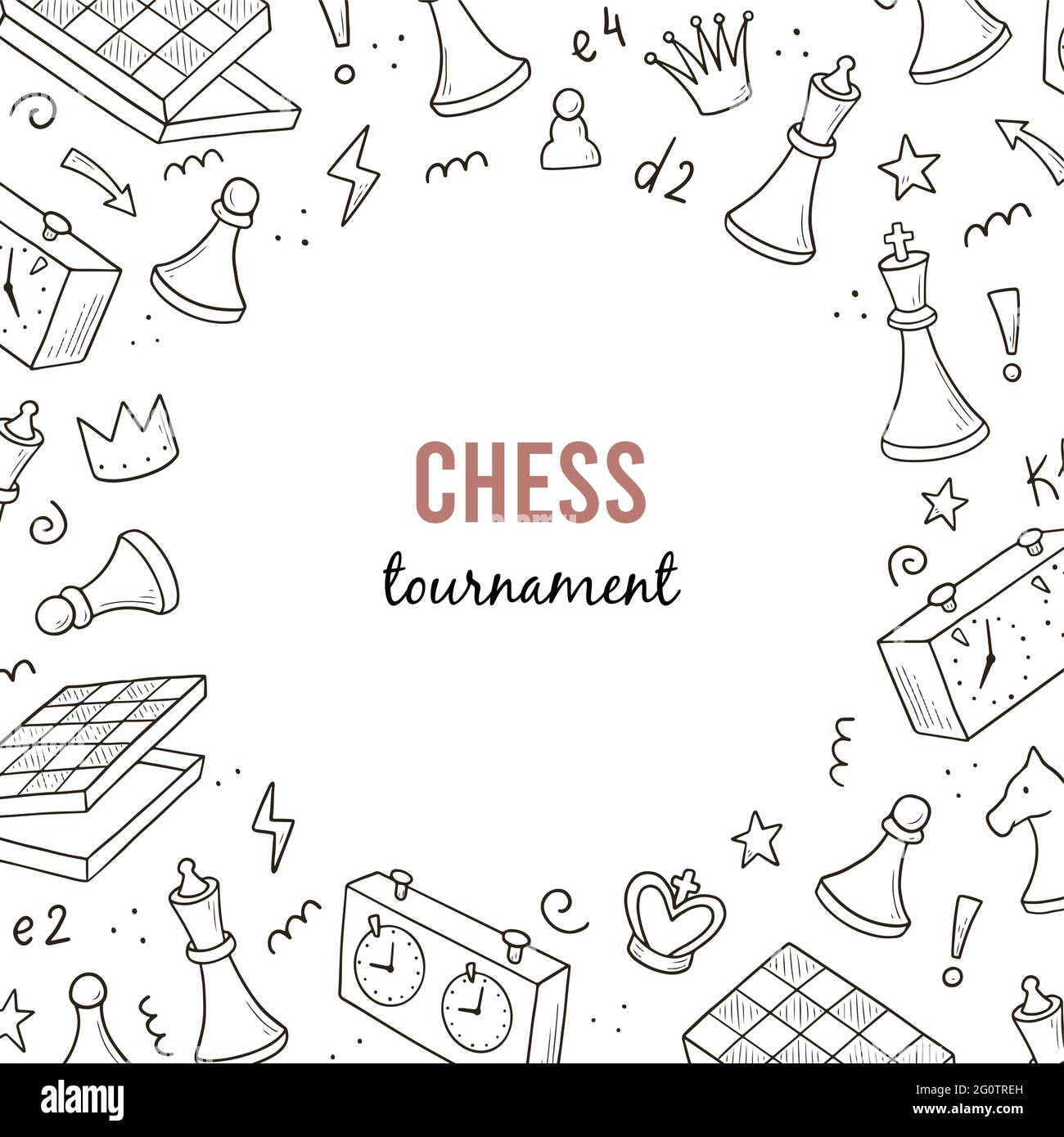 Hand drawn banners template with cartoon chess game elements. Doodle ...