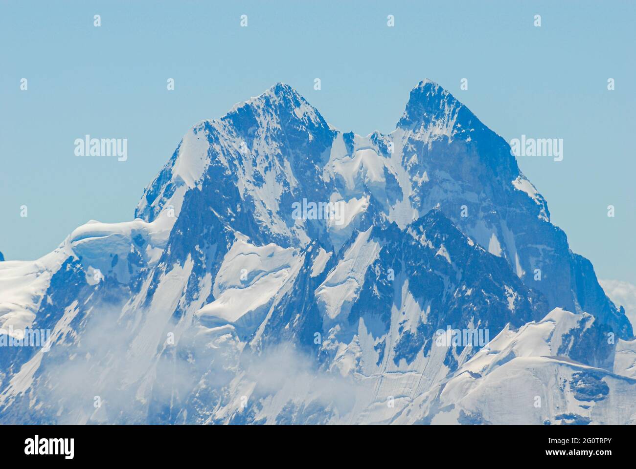 The top of Ushba mountain (4,710 m), Greater Caucasus Range Stock Photo ...