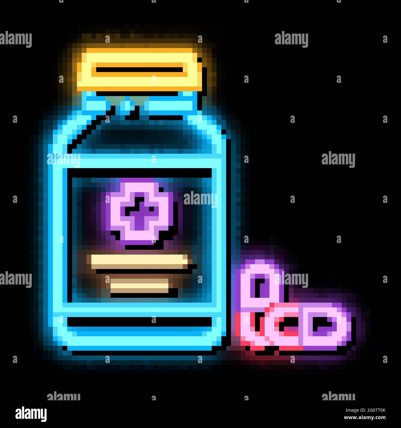 Pills Bottle neon glow icon illustration Stock Vector Image & Art - Alamy