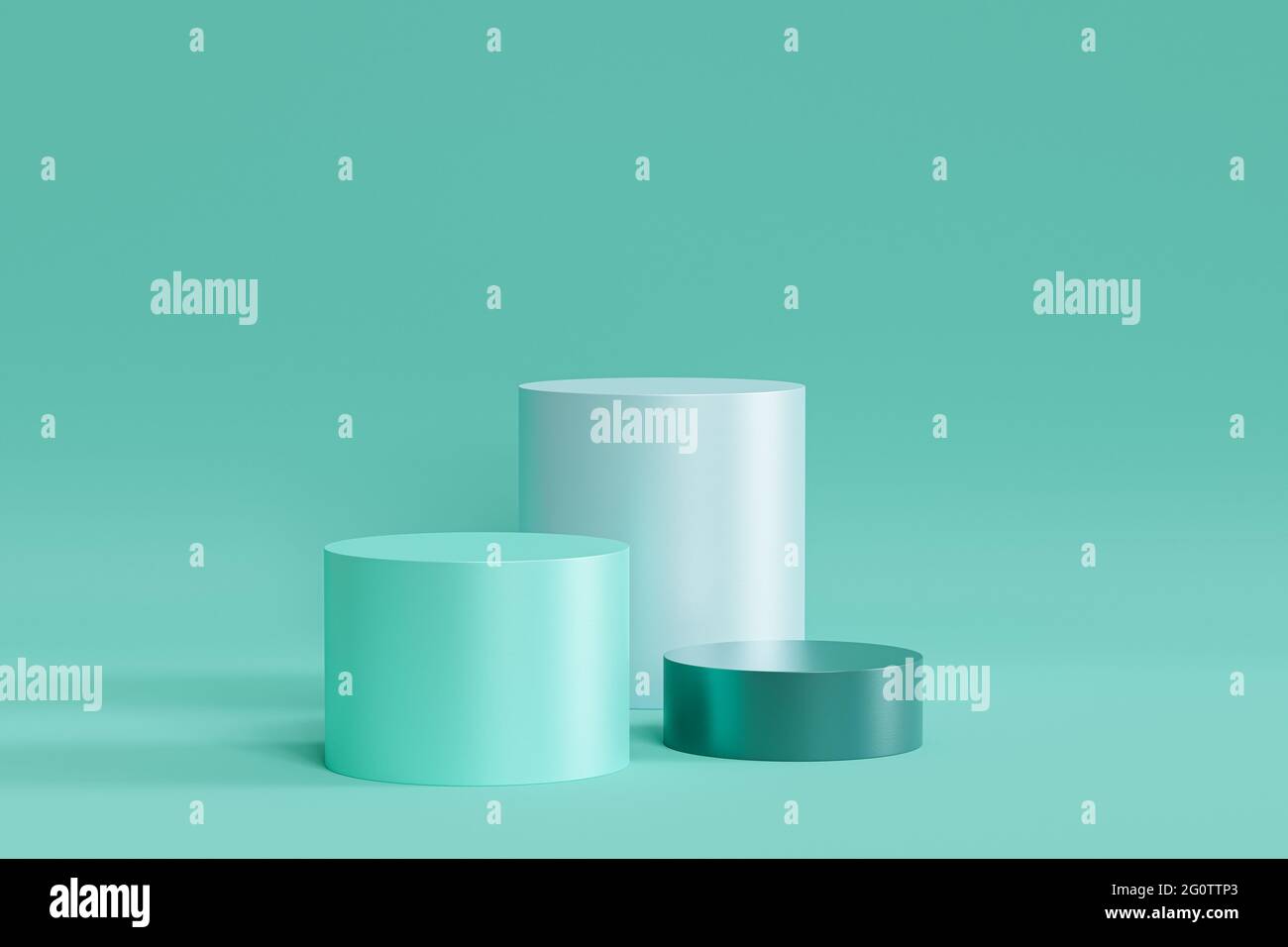 Green mint podiums or pedestals for products or advertising on pastel ...