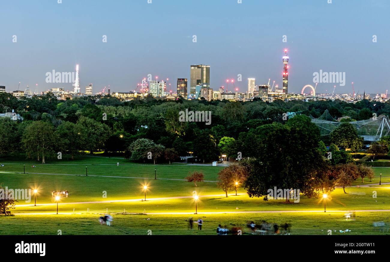 The City at Night From Primrose Hill London UK Stock Photo - Alamy