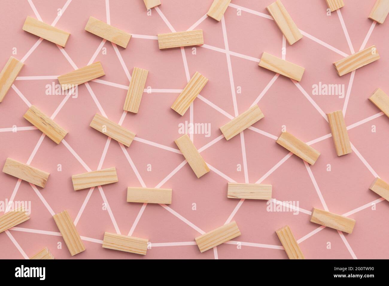 Collection of rectangular wooden blocks connected in a mesh Stock Photo ...