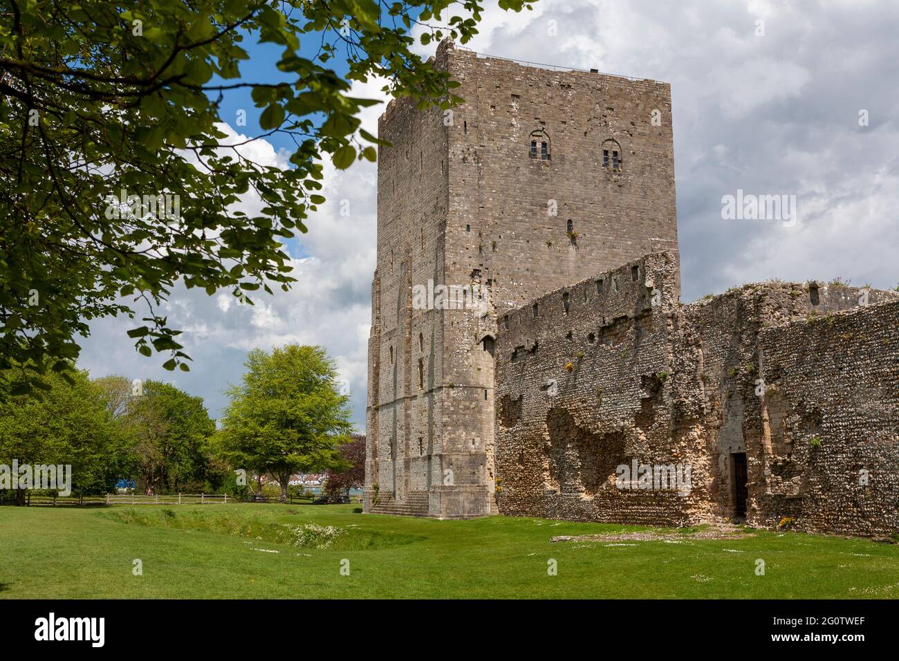 The Norman Keep of Portchester Castle, and part of the original Roman ...