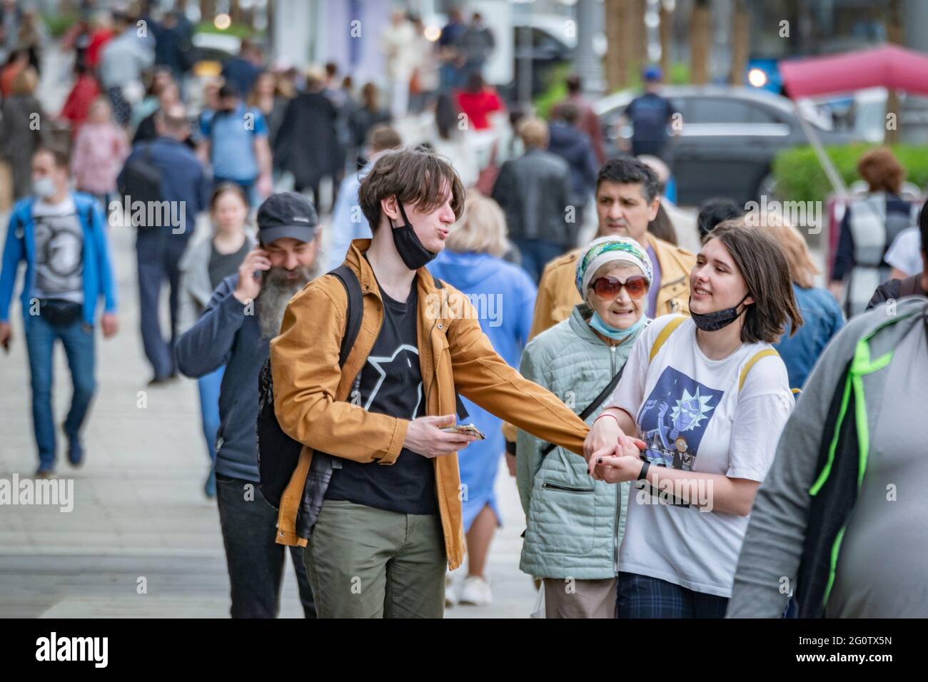 Russia, Moscow. People walk in a street Stock Photo - Alamy