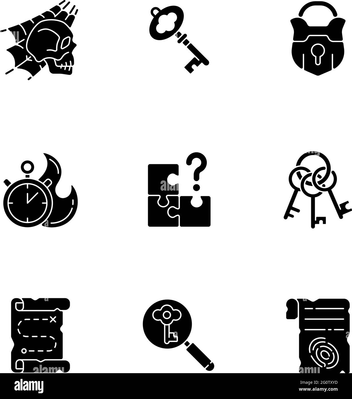 Quest black glyph icons set on white space Stock Vector Image & Art - Alamy
