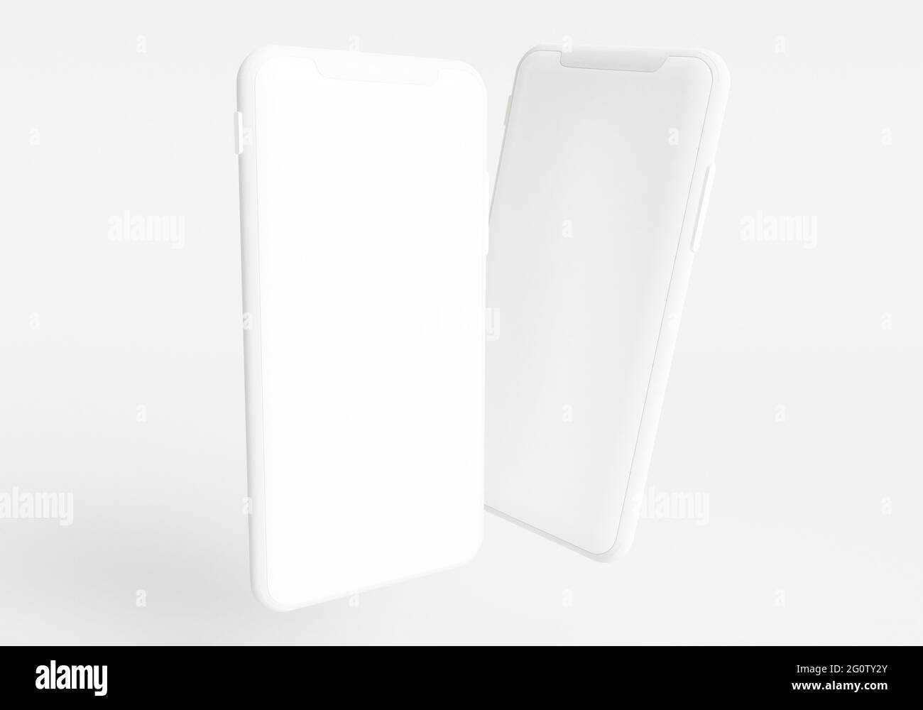 3d render illustration generic phone mock up in a white design high key ...
