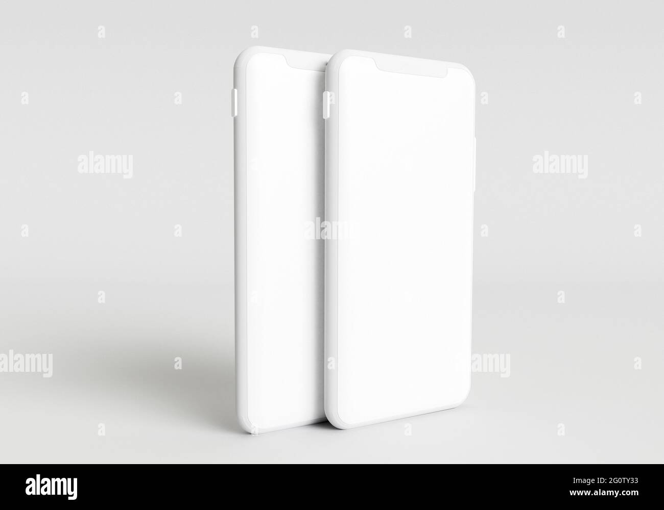 3d render illustration generic phone mock up in a white design high key ...