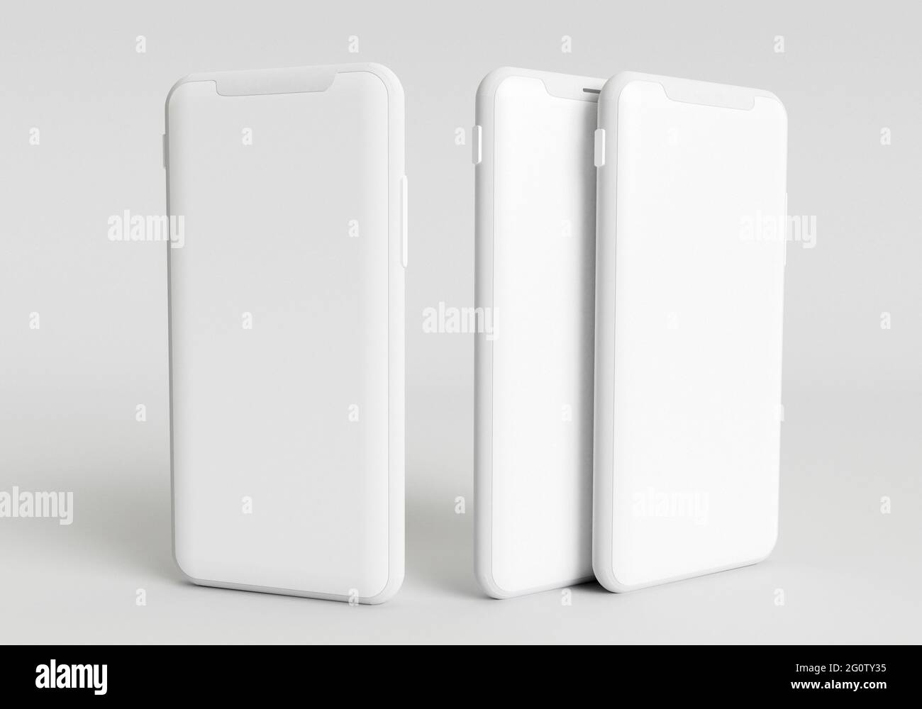 3d render illustration generic phone mock up in a white design high key ...