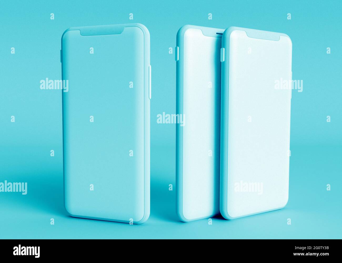 3d render illustration generic phone mock up in a white design high key ...