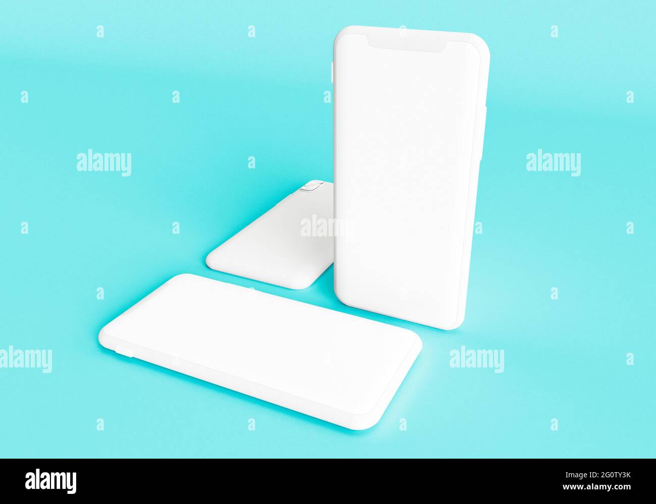 3d render illustration generic phone mock up in a white design high key ...