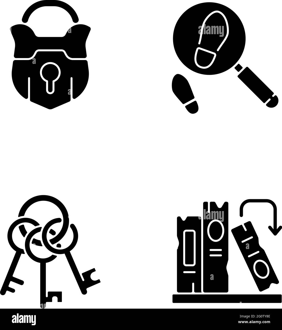Solving mystery black glyph icons set on white space Stock Vector Image ...