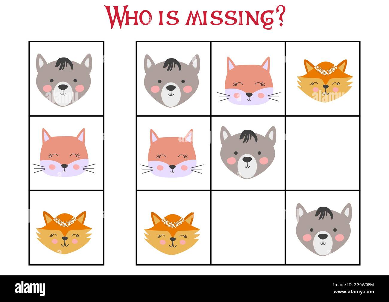 Sudoku game for children with pictures. Kids activity sheet. cute ...