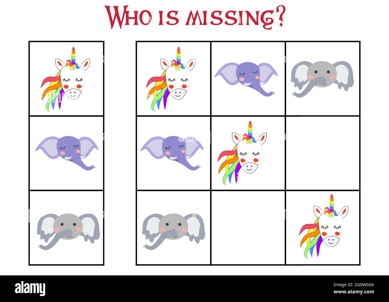Sudoku game for children with pictures. Kids activity sheet. cute ...