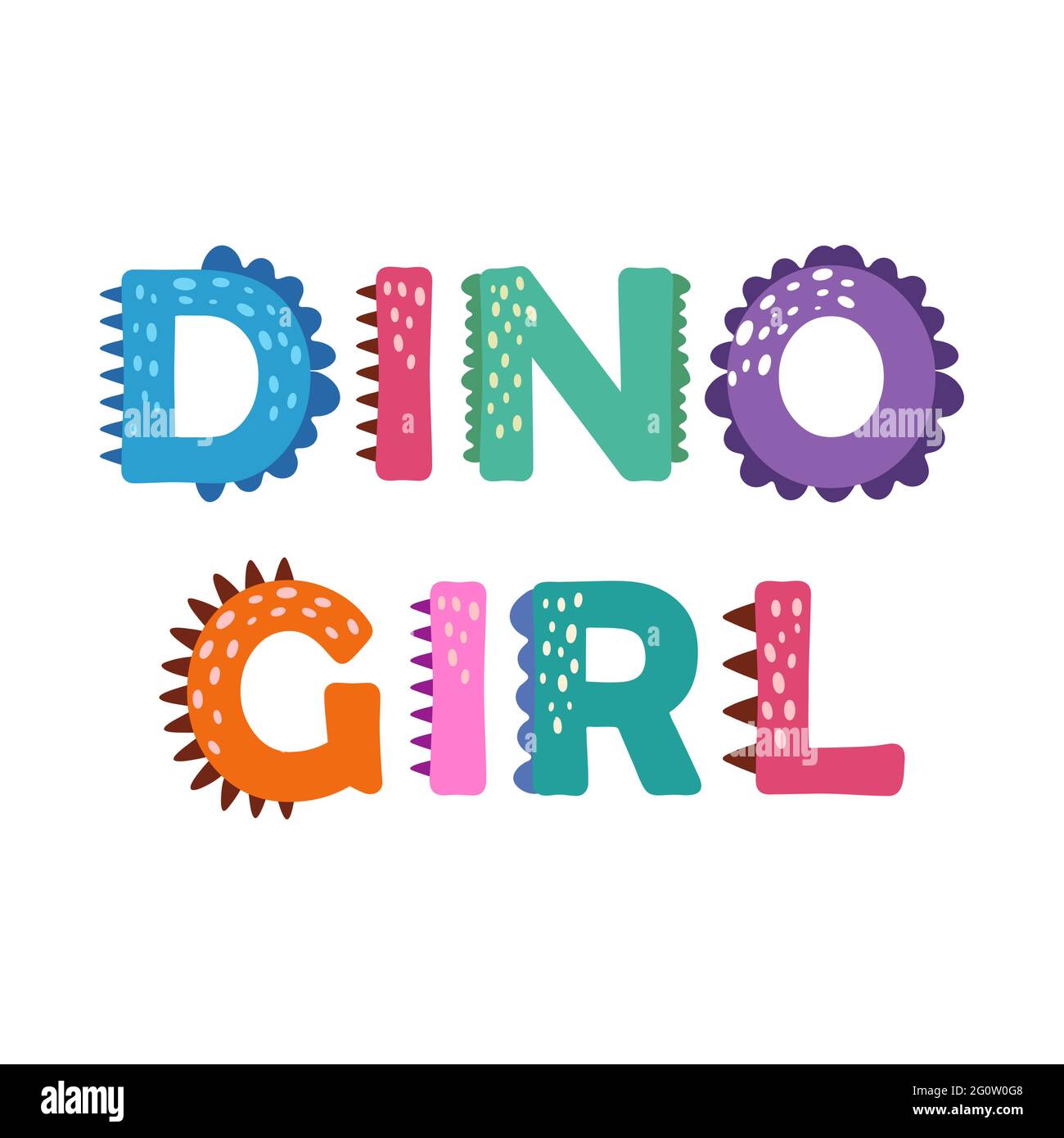 Dino girl. Dinosaur lettering. Bright modern illustration for kids ...