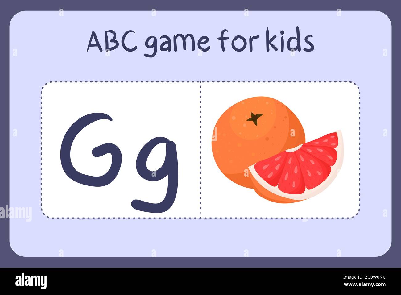Kid alphabet mini games in cartoon style with letter G - grapefruit ...