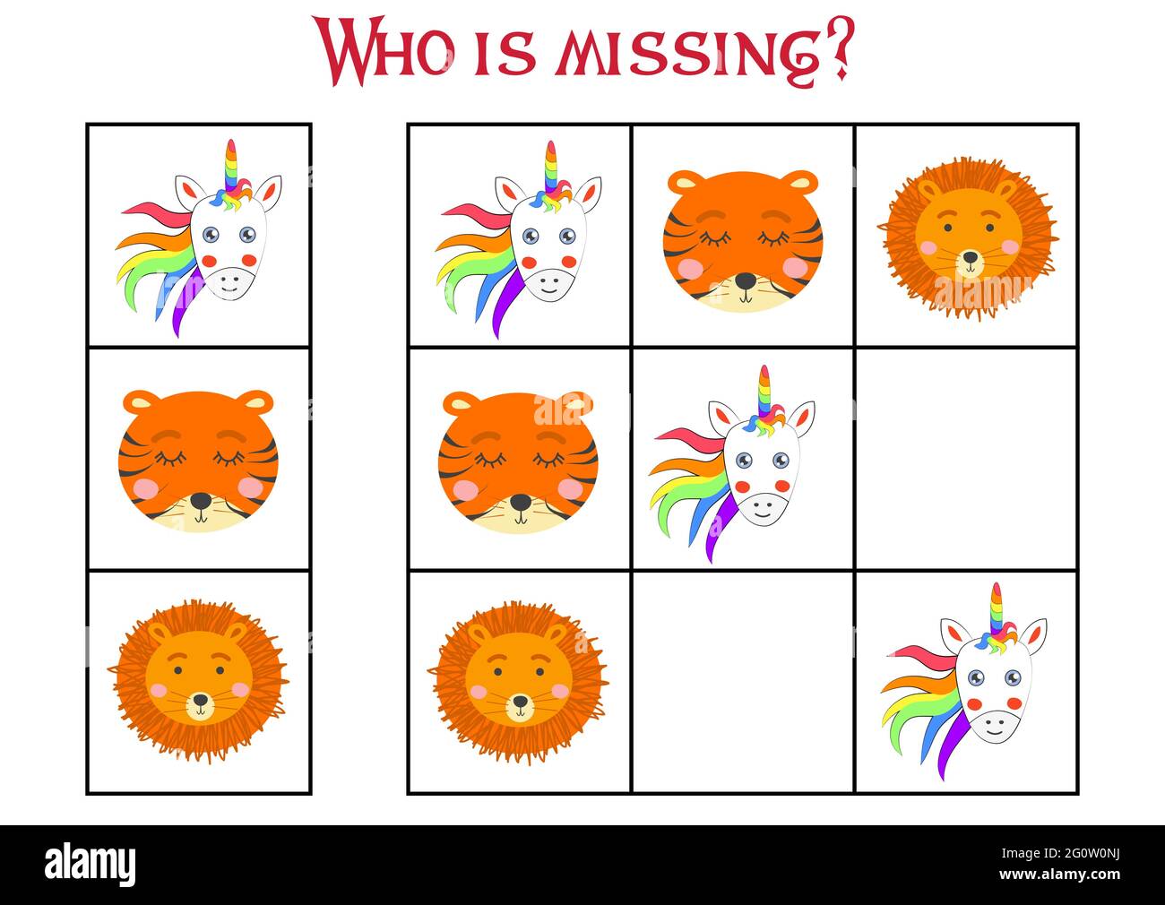 Sudoku game for children with pictures. Kids activity sheet. cute ...
