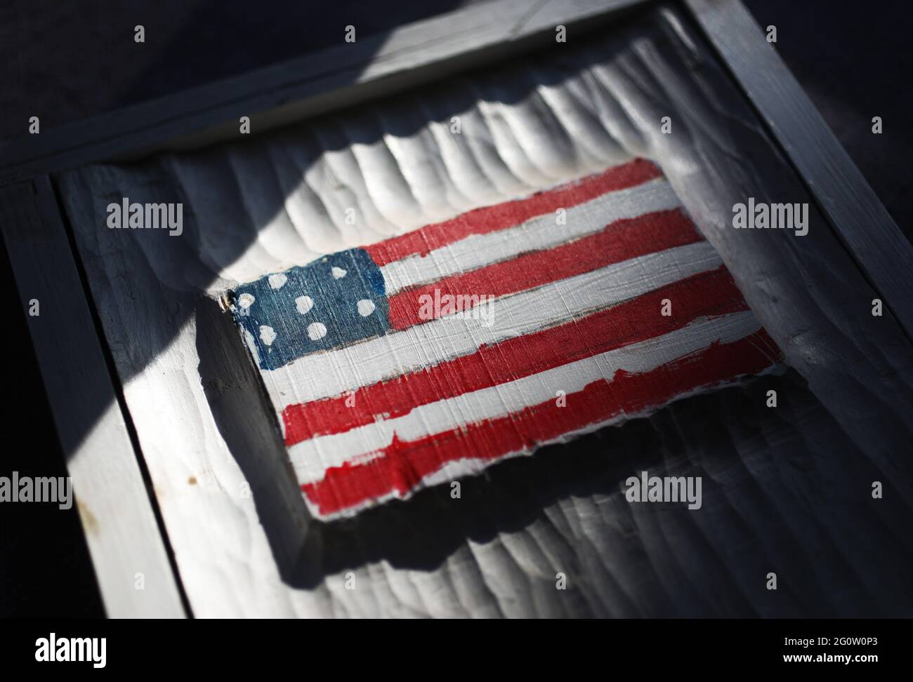 A homemade American wooden flag, made by a child at school Stock Photo ...
