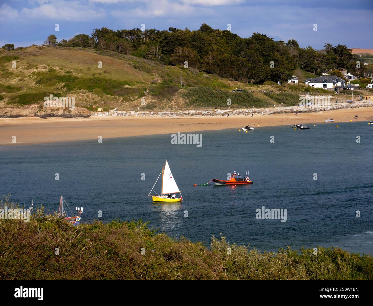 Rock, seen from across the River Camel estuary at Padstow, Cornwall ...