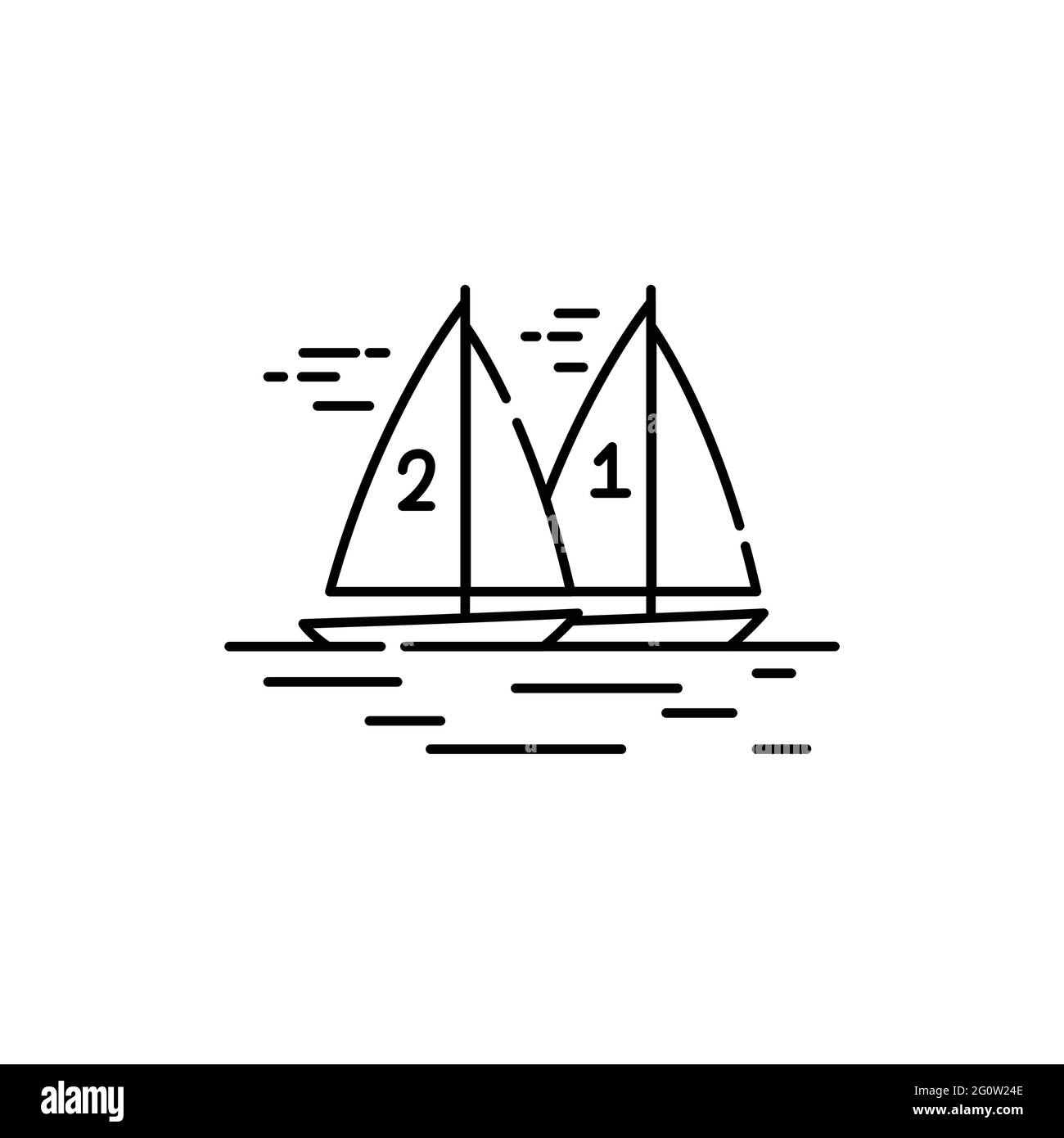 Sailing color line icon. Isolated vector element. Outline pictogram for ...