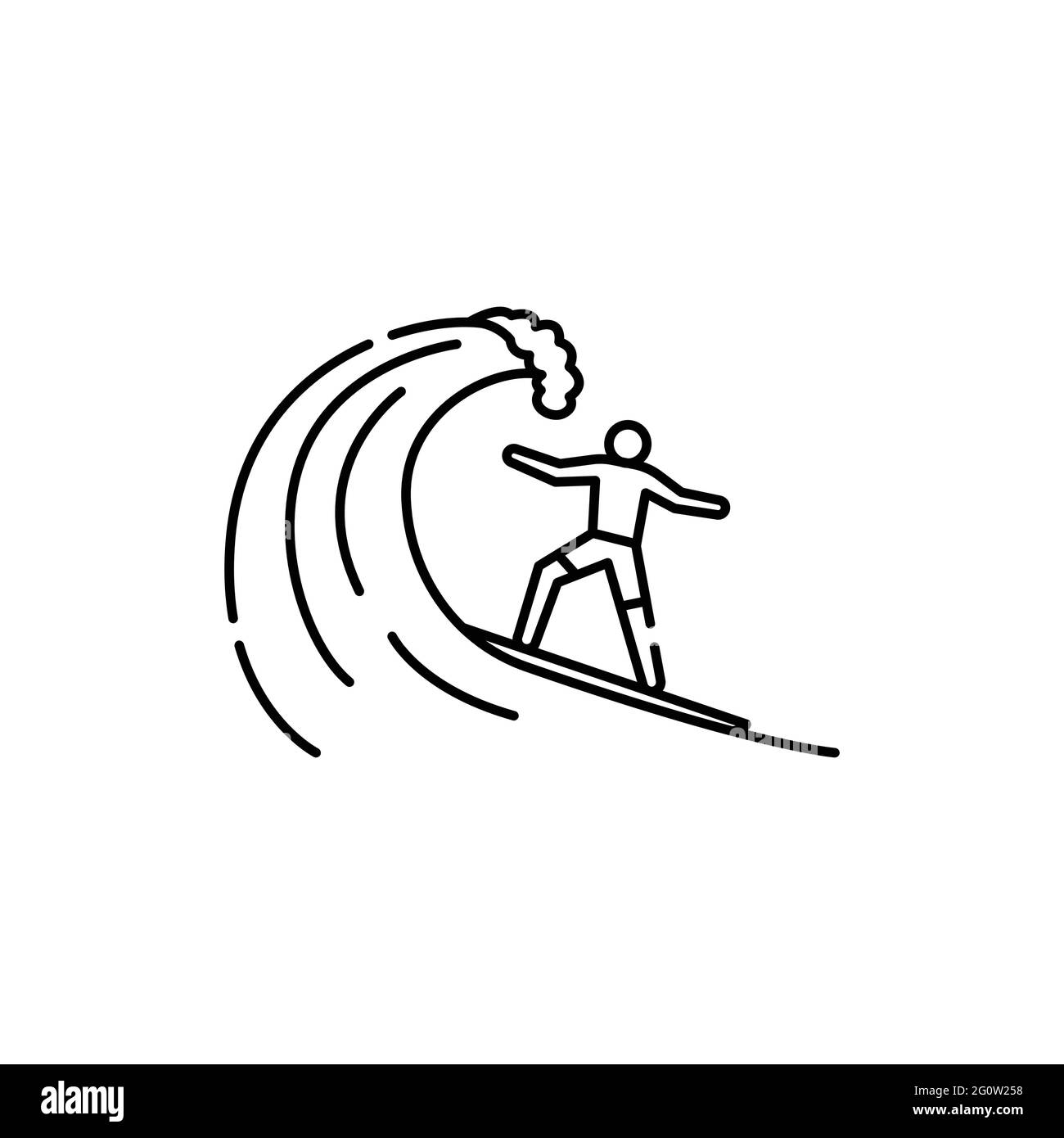 Surfing color line icon. Isolated vector element. Outline pictogram for ...