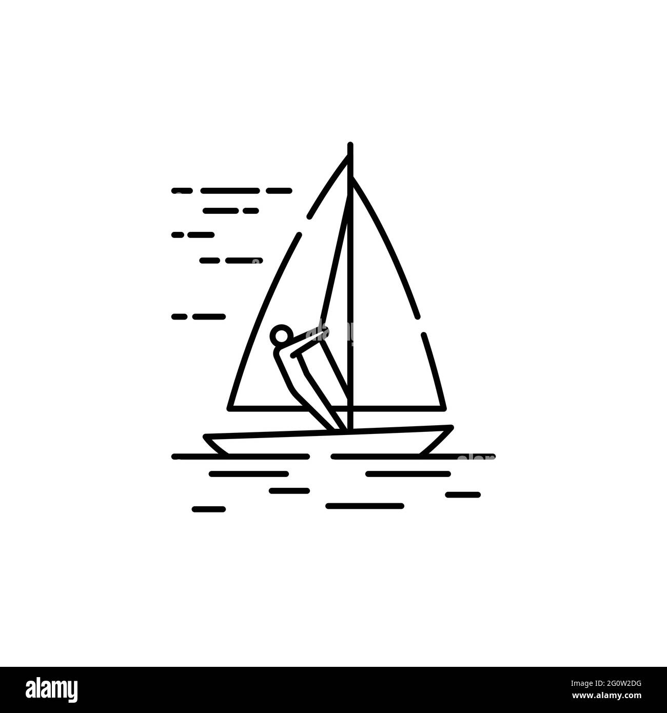 Yachting color line icon. Isolated vector element. Outline pictogram ...