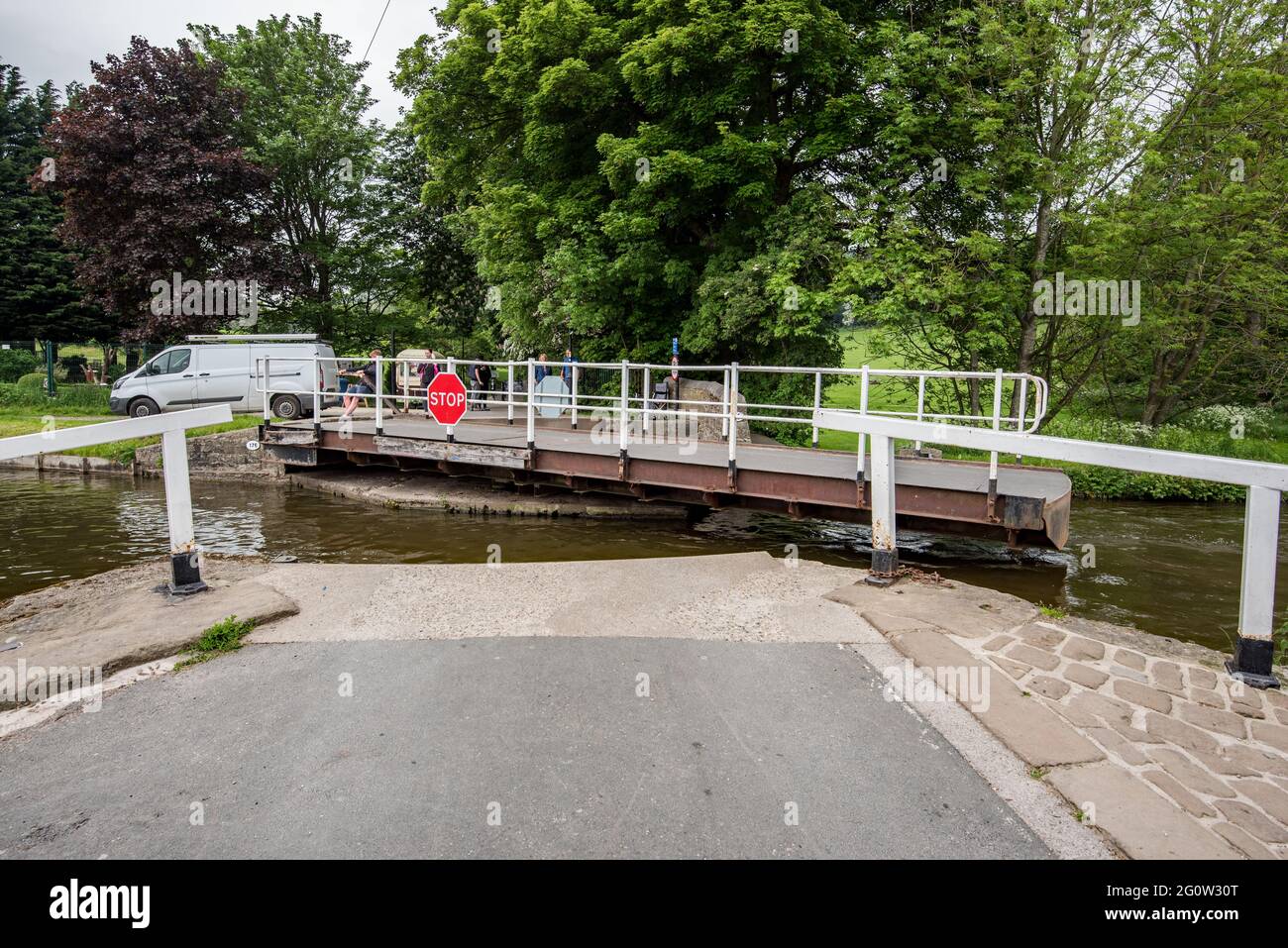Access point to aireville park pedestrian and car bridge hi-res stock ...