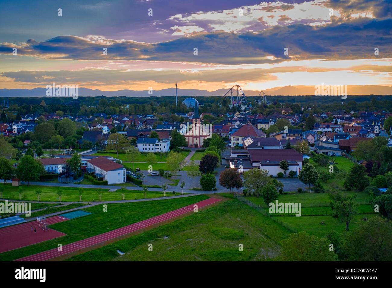 Europa-Park Rust Germany Sunset Aerial Photography Stock Photo - Alamy