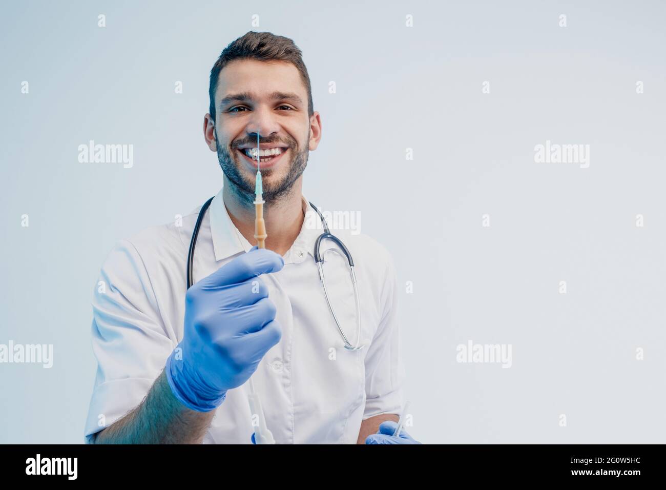 Professional caucasian doctor beard gloves hi-res stock photography and ...