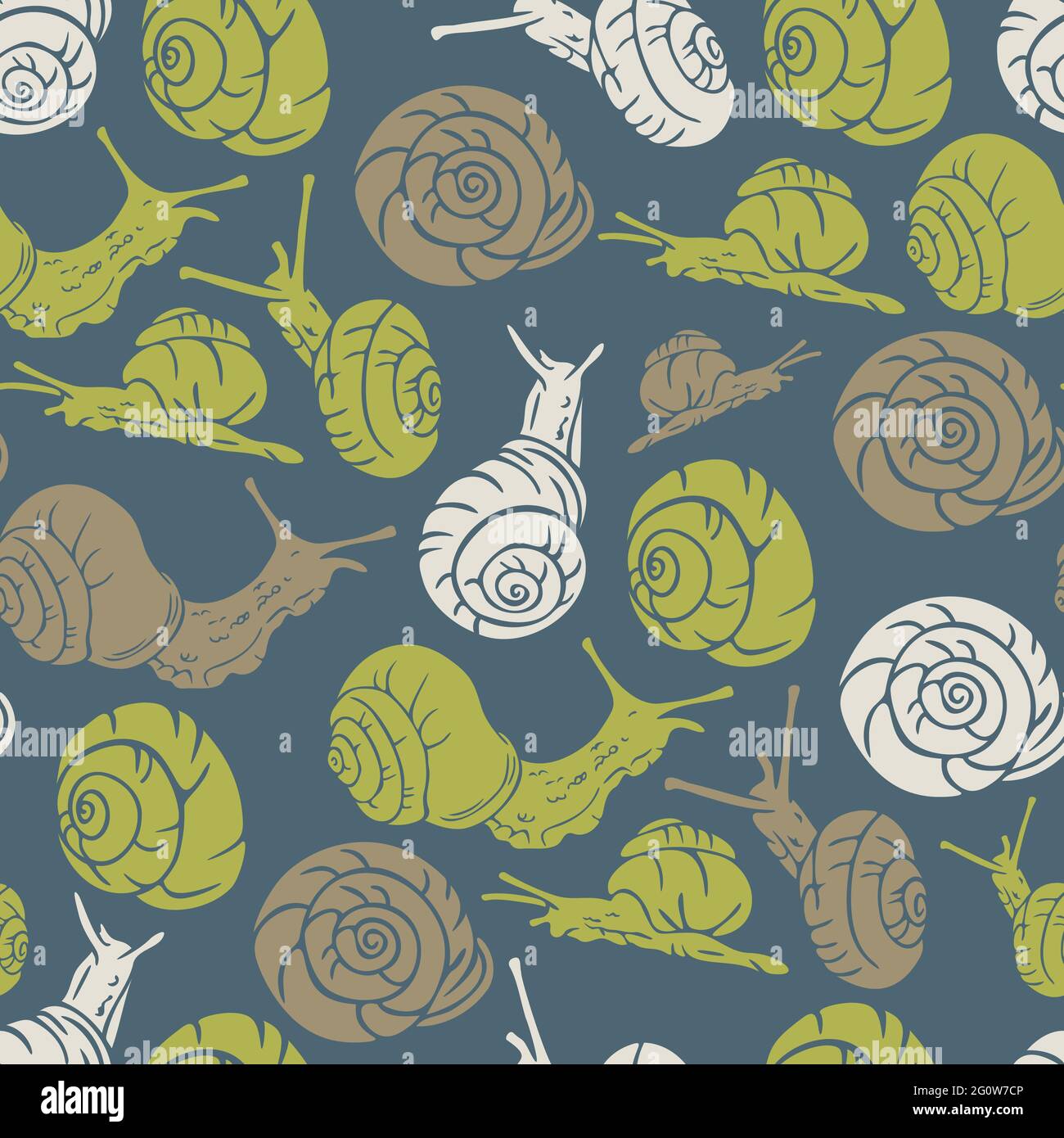 Vector seamless pattern with silhouettes of crawling snails. Design ...