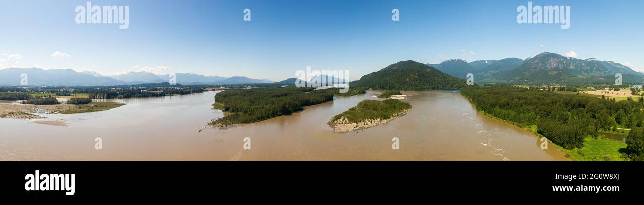 Aerial Panoramic View of a River in the valley Stock Photo - Alamy