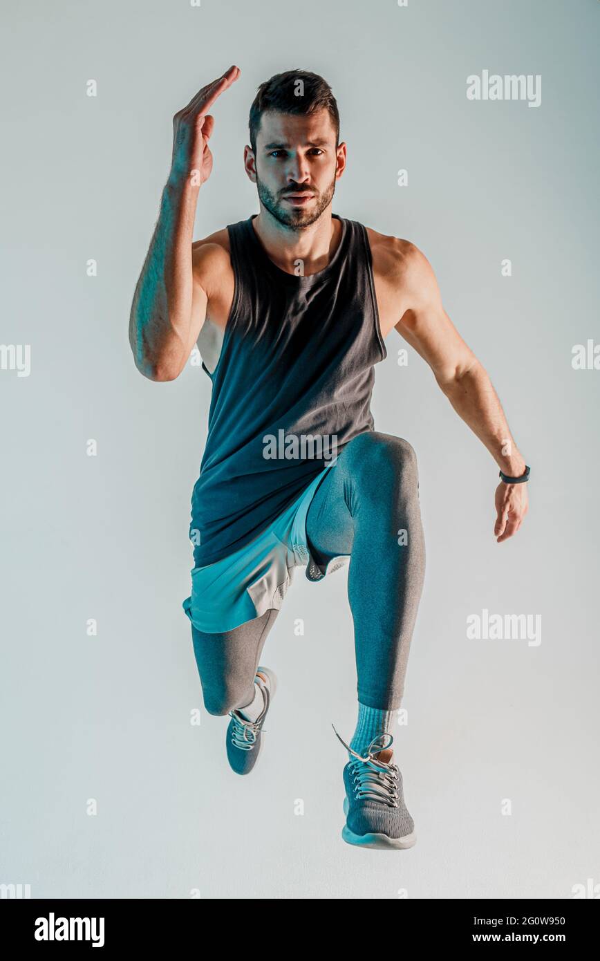 Runner athlete beard jump hi-res stock photography and images - Alamy