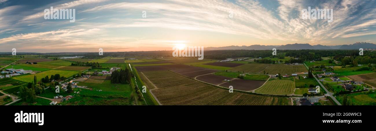 Aerial Panoramic View of Farm Fields in Fraser Valley Stock Photo - Alamy Aerial Panoramic View of Farm Fields in Fraser Valley Stock Photo - Alamy