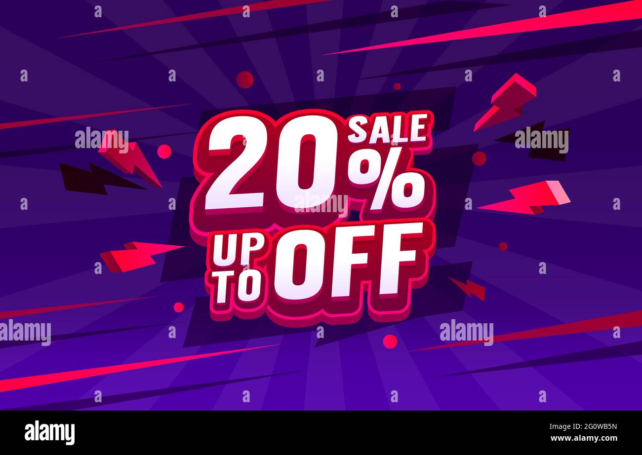 Up To 20 off sale banner, promotion flyer, retro label. Vector ...