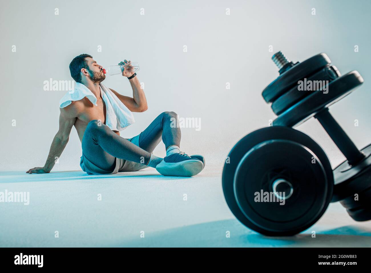 Bearded sportsman drinking water hi-res stock photography and images ...