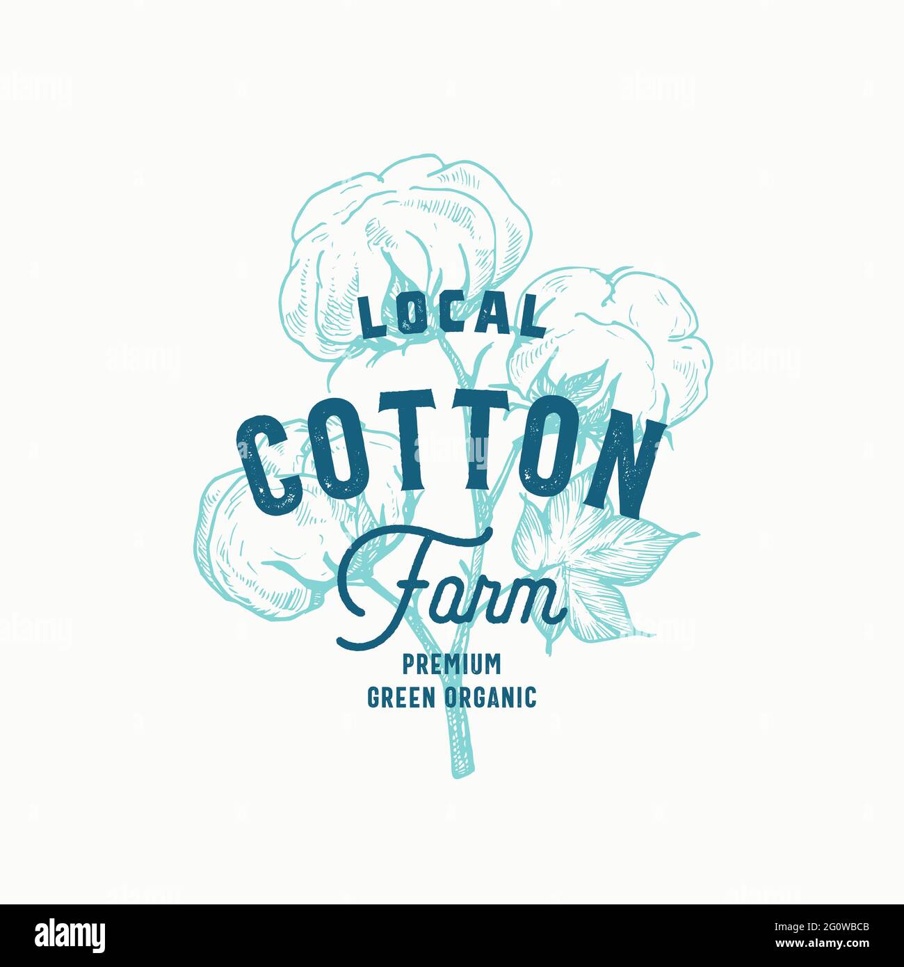 Local Cotton Farm Abstract Vector Sign, Symbol or Logo Template. Hand ...