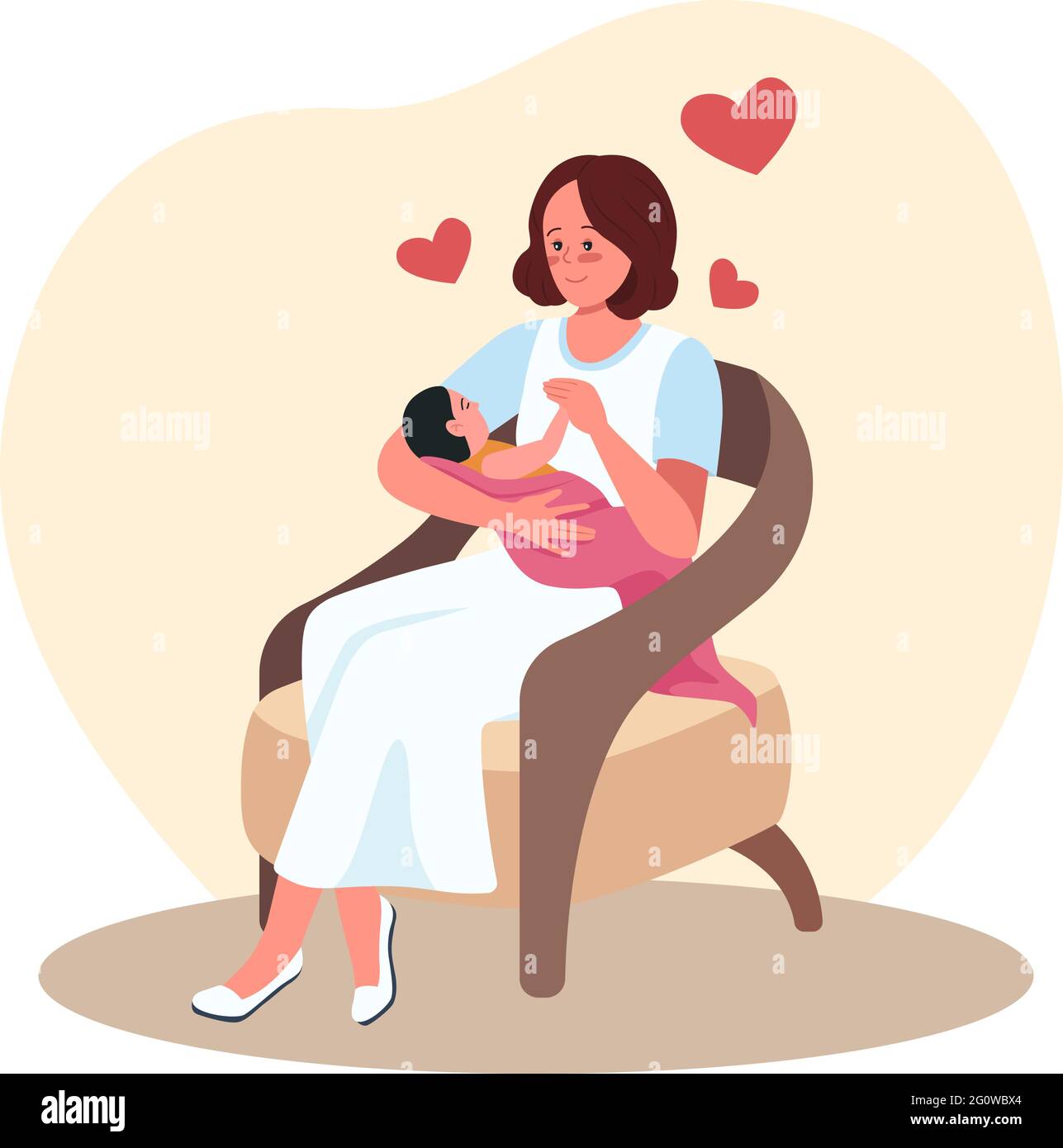 Mother and newborn in chair 2D vector isolated illustration Stock ...