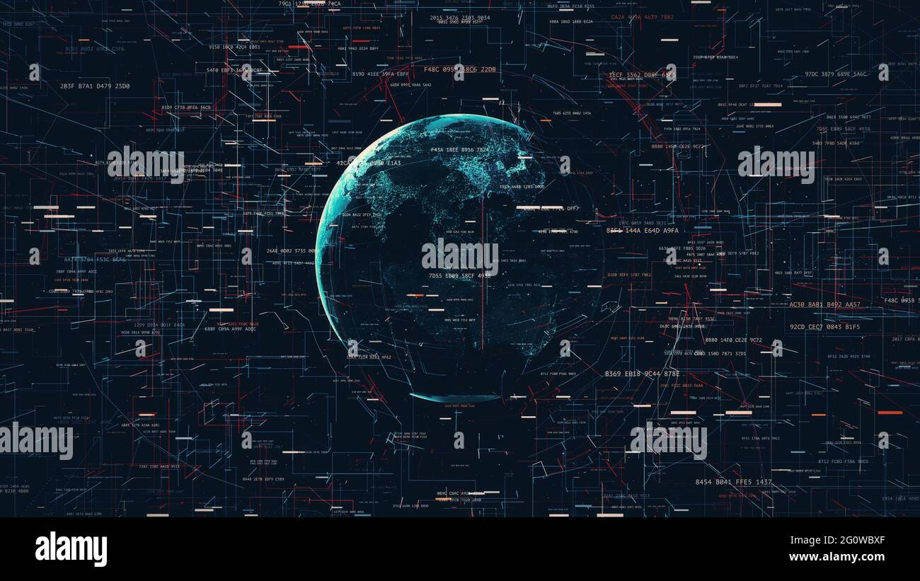 3D illustration of global network symbolizing world information ...