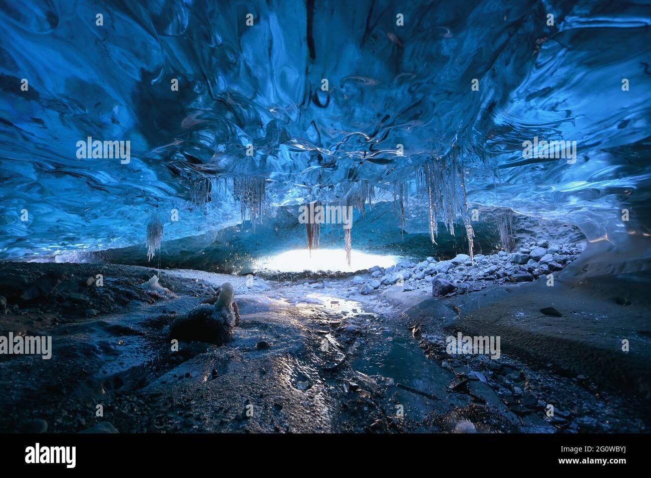 Inside a blue ice cave in Iceland,Breidamerkurjokull - South East Icel ...
