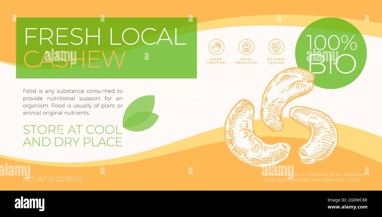 Fresh Local Nuts Label Template. Abstract Vector Packaging Horizontal ...