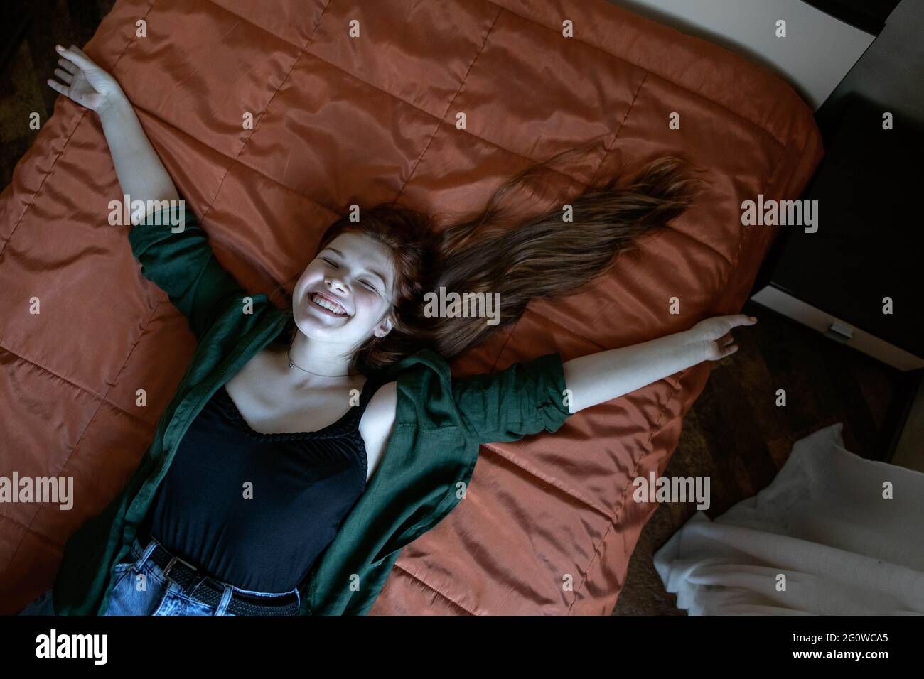joyful red haired teen girl Stock Photo - Alamy