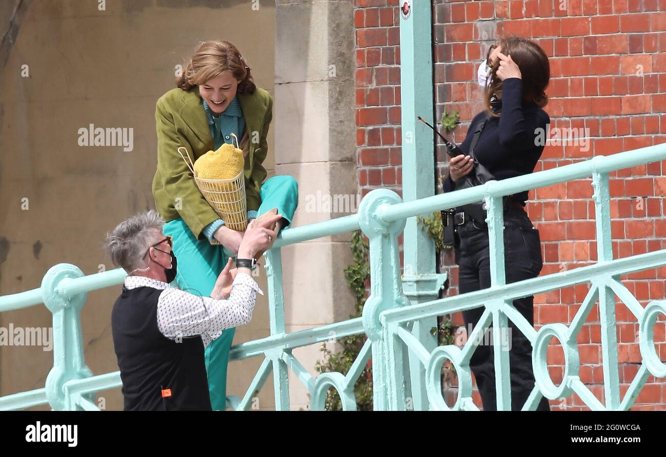 Harry Styles and Emma Corrin on the set of Michael Grandage's latest ...