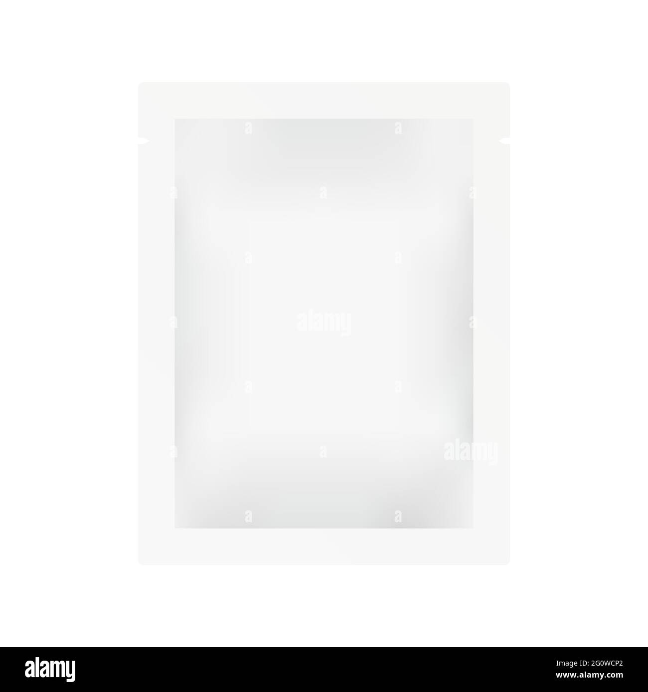 Sachet mockup isolated on white backdrop. Realistic light packet ...