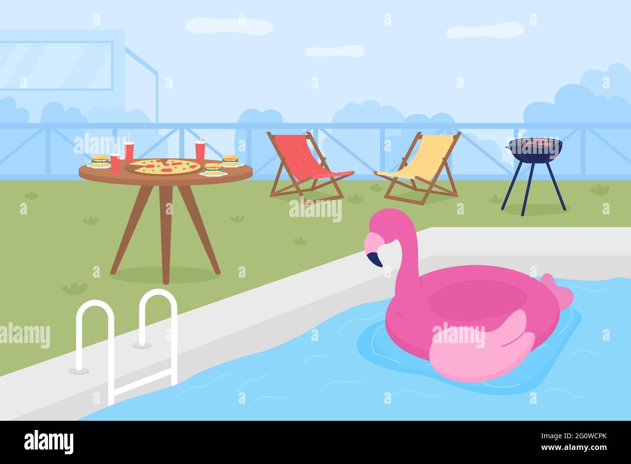Lifestyle holiday pool patio Stock Vector Images - Alamy
